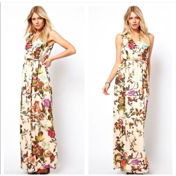 Ted Baker | Dresses | Ted Baker Cristen Maxi Dress Cream Floral Print ...